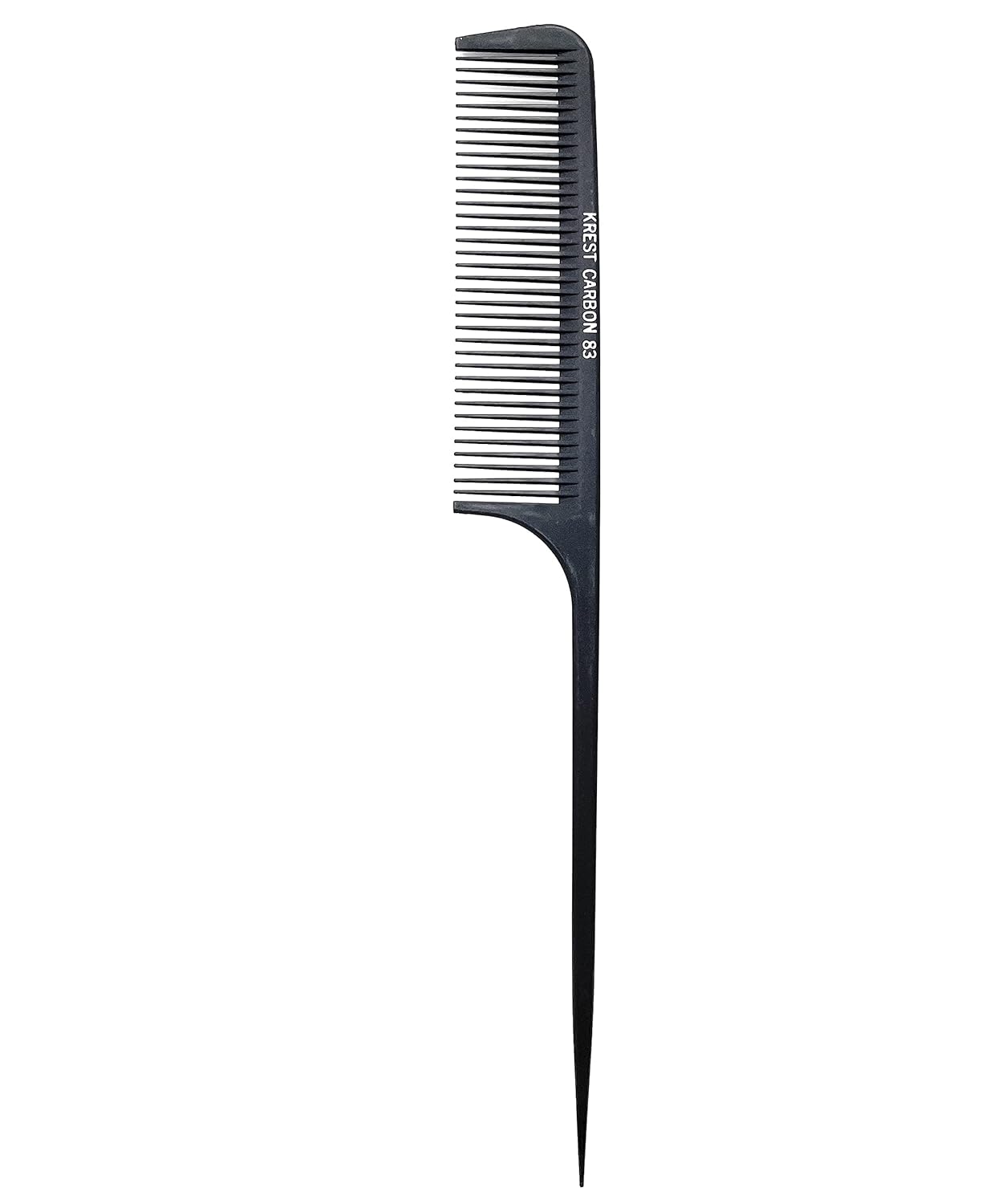 Krest Carbon Heat-Resistant 10" Thin, Tall Coarse Tooth Rattail Comb